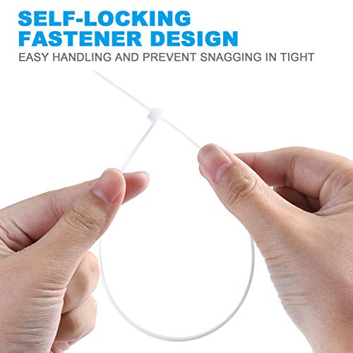 Hmrope 100pcs Cable Zip Ties White Heavy Duty 12 Inch, Premium Plastic Wire Ties Clear with 50 Pounds Tensile Strength, Self-Locking Nylon White Zip Ties for Indoor and Outdoor