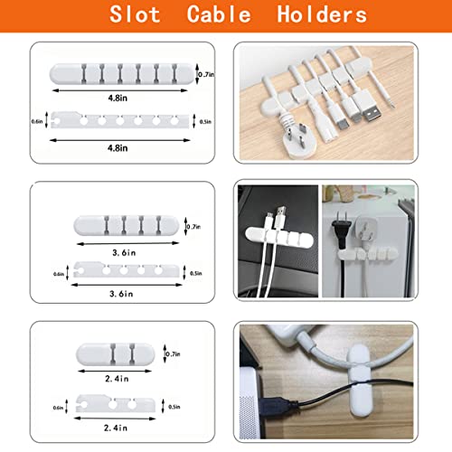 140pcs Cable Management Organizer Kit with Cable Sleeve Split,Self Adhesive Cable Clip Holder and tie, Self-Locking Cable Ties Premium Cord Management Kits for TV Computer Office Home (White)