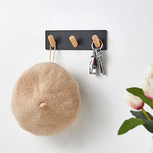CENQA Magnetic Key Rack, Key Hooks,Magnetic Key Holder ,Magnetic Hooks for Refrigerator,Coat Hooks,Coat Rack,Towel Rack (Black, 2 Pack) (Black, 2 Pack)