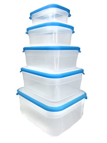 HELSIM Blue 10-Piece Containers Set with Lids for Storage, Lunch, and Meal Prep, Dishwasher & Microwave Safe