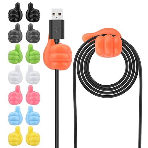 CfoPiryx 16pcs Self Adhesive Thumb Hook, Silicone Wall Storage Cable Clip, Removable Self Adhesive Thumb Hook Holder Cable Clip Organizer Hook for Cable Clip Key Makeup Brush(Size:16pcs)