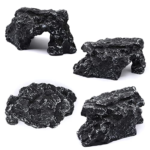 MINYULUA Reptile Hideout Cave Bearded Dragon Rock Hide Cave Turtle Basking Hide Habitat Shelter Rock Hide Hideout for Aquarium Tortoise Small Lizards Fish Amphibians