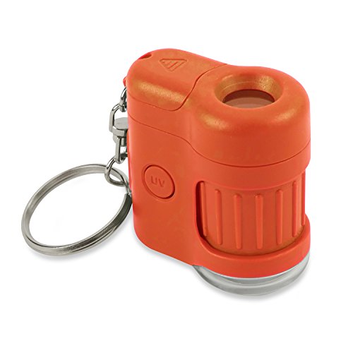 Carson MicroFlip 100x-250x LED Lighted Pocket Microscope with Flip Down Slide Base & MicroMini 20x LED Lighted Pocket Microscope with Built-in UV and LED Flashlight - Orange