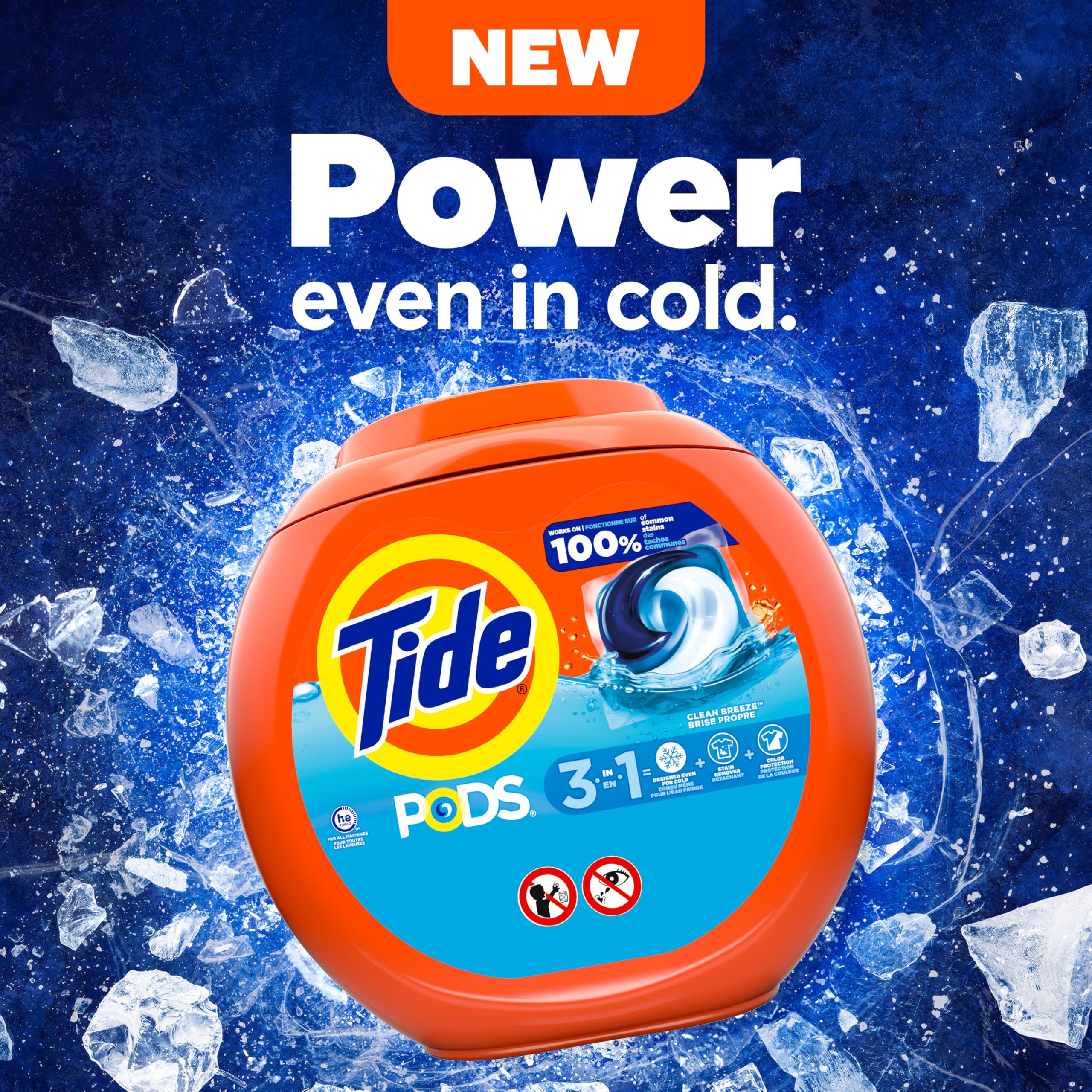 Tide PODS Laundry Detergent Soap Pacs, HE Compatible, 112 ct, Powerful 3-in-1 Clean, Clean Breeze