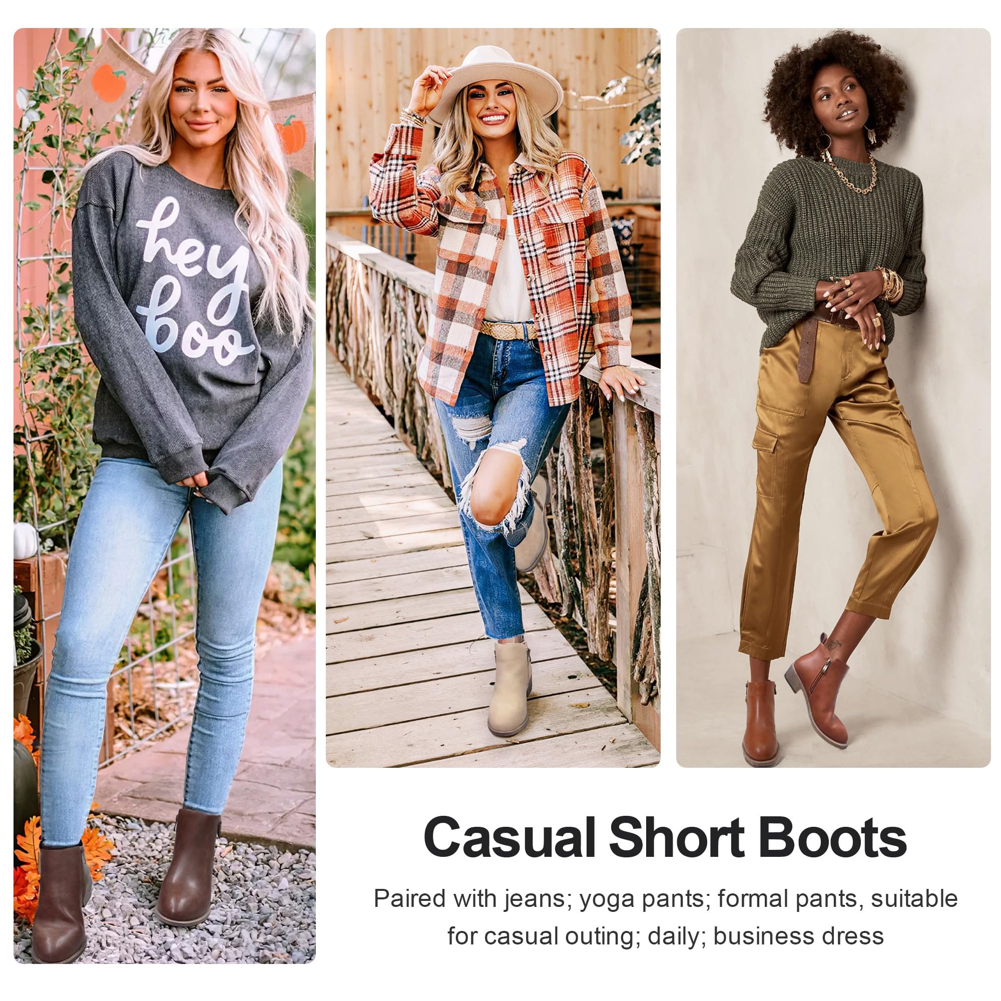 Jeossy Women's Ankle Boots, Classic Low Heeled Short Booties, 905 - Whisky, Size 8.5 US - Casual Comfortable Boots (DJY905 Whisky 08.5)