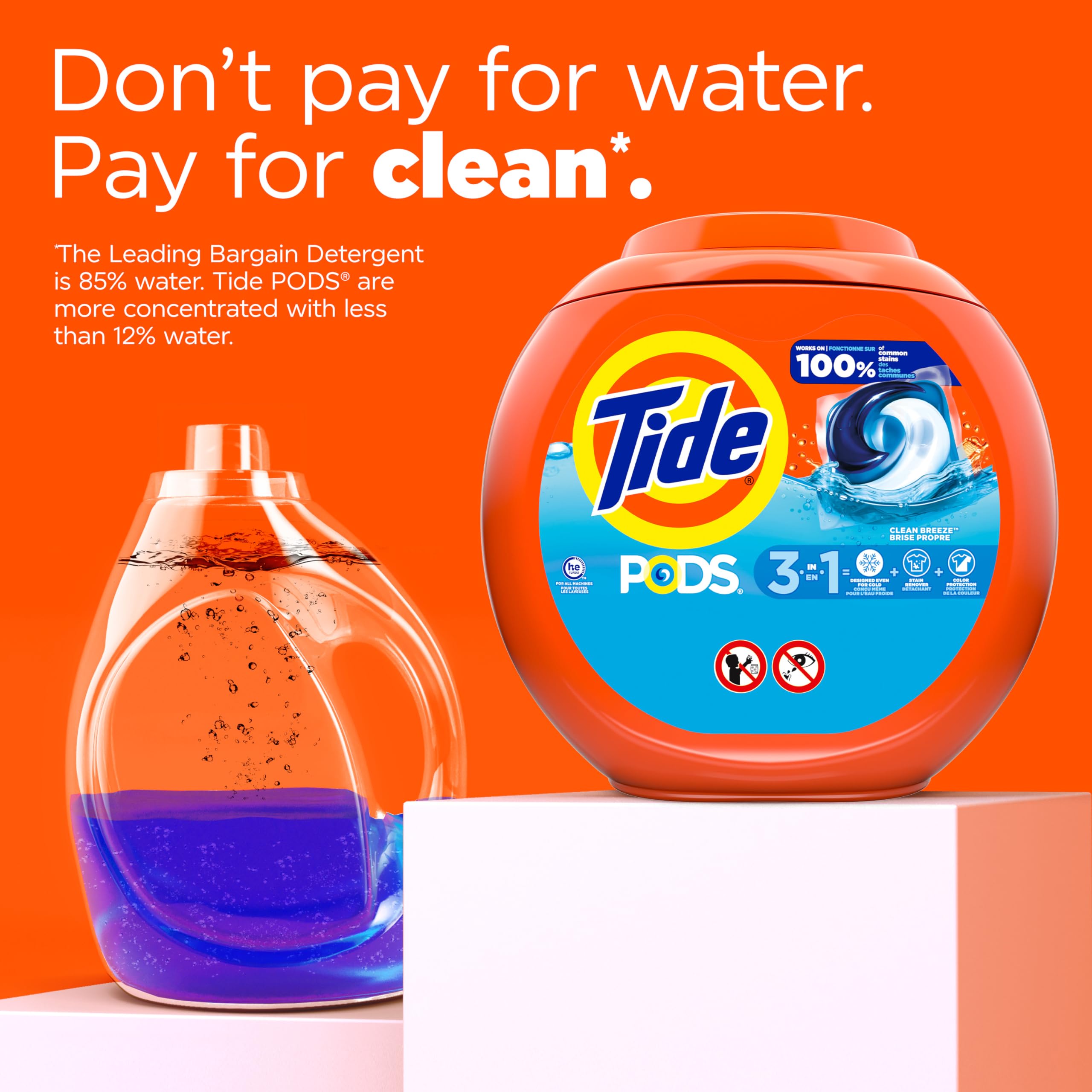 Tide PODS Laundry Detergent Soap Pacs, HE Compatible, 112 ct, Powerful 3-in-1 Clean, Clean Breeze