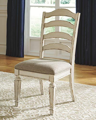 Signature Design by Ashley Realyn Dining Room Extension Table, Chipped White & Design by Ashley Realyn Dining Room Upholstered Chair Set of 2, Antique White