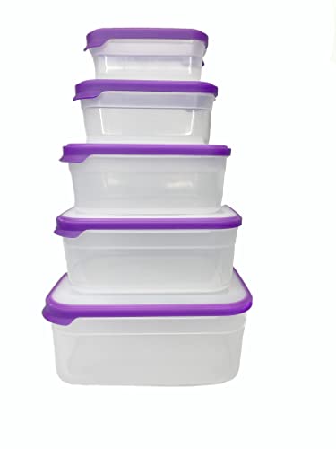 HELSIM Purple 10-Piece Containers Set with Lids for Storage, Lunch, and Meal Prep, Dishwasher & Microwave Safe