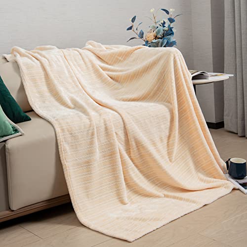 SRIZIAN Fleece Throw Blankets, White Flannel Throw Blankets, 50" x60” Washable Lightweight Bedding Flannel Blanket for Couch Sofa Bed Office, White Throw Fleece Blankets for All Season