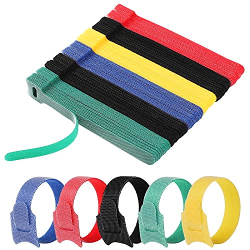 120PCS Reusable Fastening Cable Ties, Adjustable 6-Inch Cord Organizer Ties for Organizing Home Office Tablet Laptop PC Electronics Wire Data Centers-5 Colors
