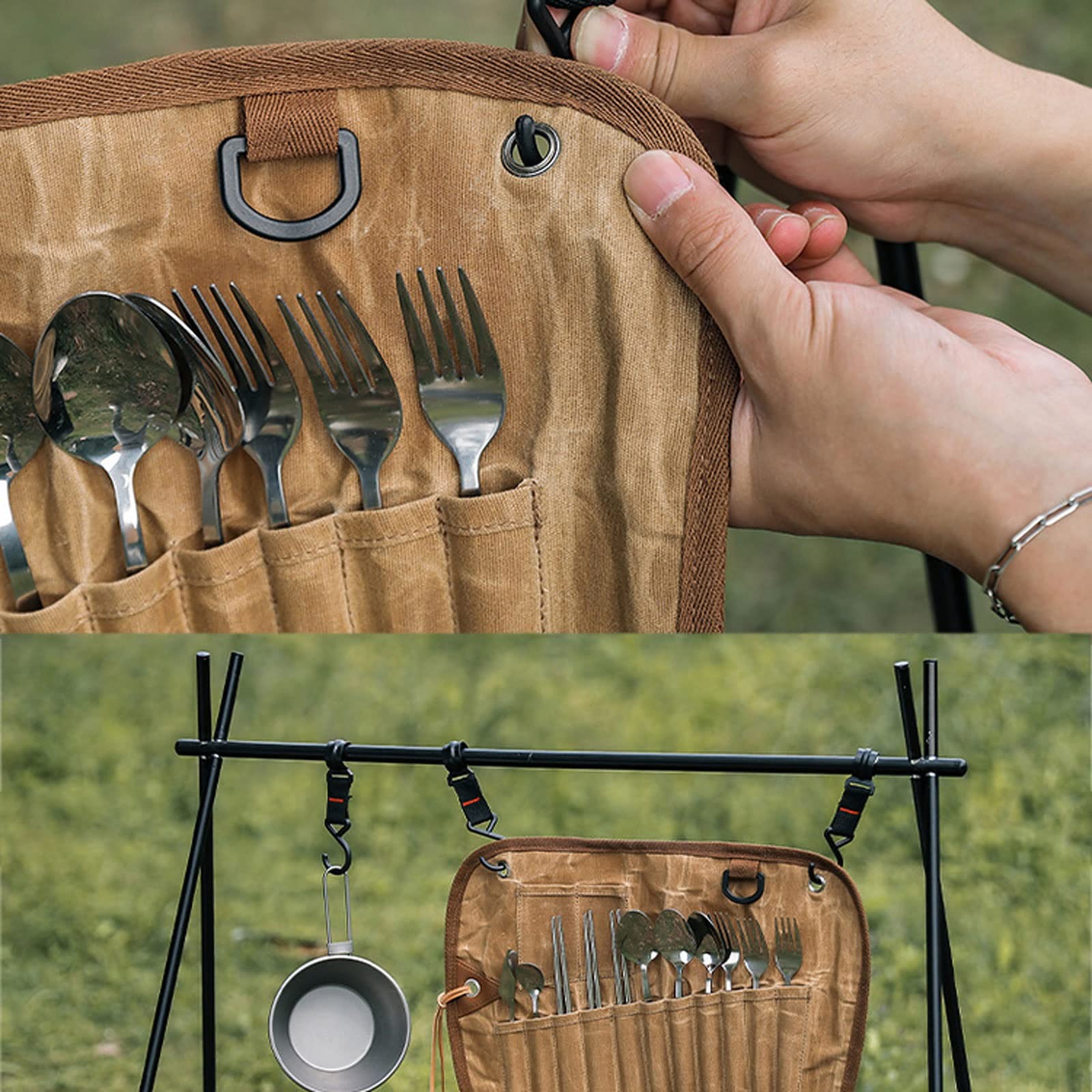 CYXI 12 PC Grilling and Camping Cooking Utensils Set,Grill Accessories Portable Compact Gear for Backpacking BBQ Camping Hiking Travel Cookware Kit