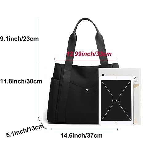 JIANLINST Women Tote Shoulder Handbag Water resistant Nylon Hobo Purse Multi Pocket Top Handle Shopper Shoulder Bag Green-1