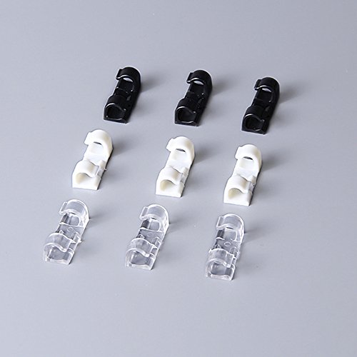 Cable Clips with Strong Self-Adhesive Pads - No Tools Required | Organize Cords and Wires for a Clean, Beautiful Home or Office Set of 20 (Clear)