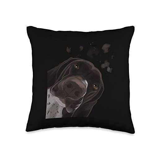 German Shorthaired Pointer Gifts Funny Curious Dog German Shorthaired Pointer Throw Pillow, 16x16, Multicolor