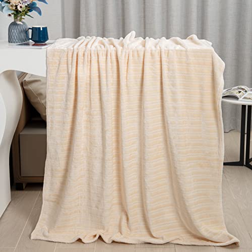 SRIZIAN Fleece Throw Blankets, White Flannel Throw Blankets, 50" x60” Washable Lightweight Bedding Flannel Blanket for Couch Sofa Bed Office, White Throw Fleece Blankets for All Season