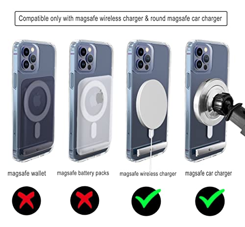 Chitri Compatible for iPhone 12 Case/12 Pro Case Clear 6.1, [Three-Way Stand Magnetic Case] Compatible with MagSafe Charger [with Metal Kickstand] Transparent Hard Back Slim Shockproof Protective Case