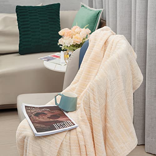 SRIZIAN Fleece Throw Blankets, White Flannel Throw Blankets, 50" x60” Washable Lightweight Bedding Flannel Blanket for Couch Sofa Bed Office, White Throw Fleece Blankets for All Season