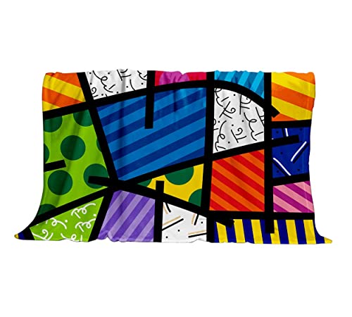 BRITTO Romero Luxe Blanket & Throw (Colorful Landscape) Geometric Artwork Pattern, 60 x 80in