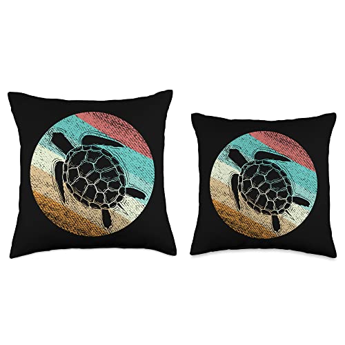 Turtle reptile dorsal carapace old Sauropsida Turtle Swimming in The Sea Throw Pillow, 16x16, Multicolor