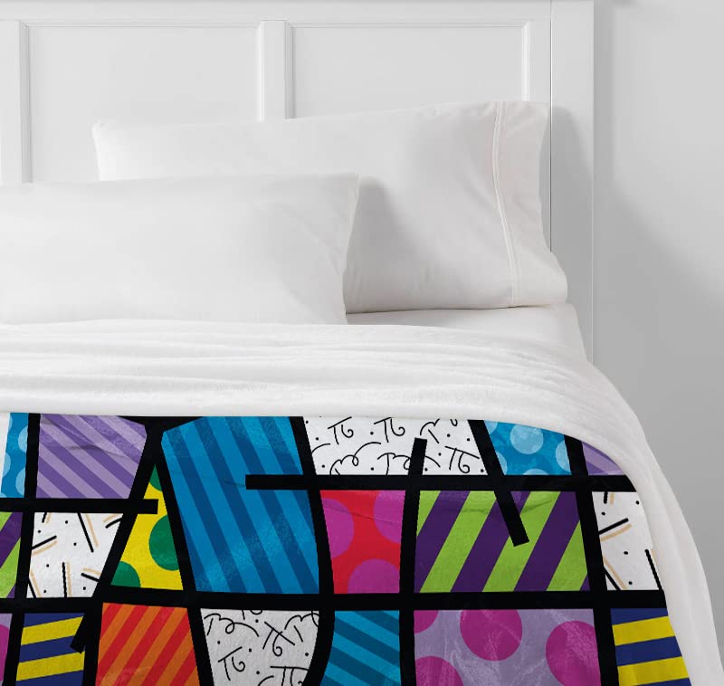 BRITTO Romero Luxe Blanket & Throw (Colorful Landscape) Geometric Artwork Pattern, 60 x 80in