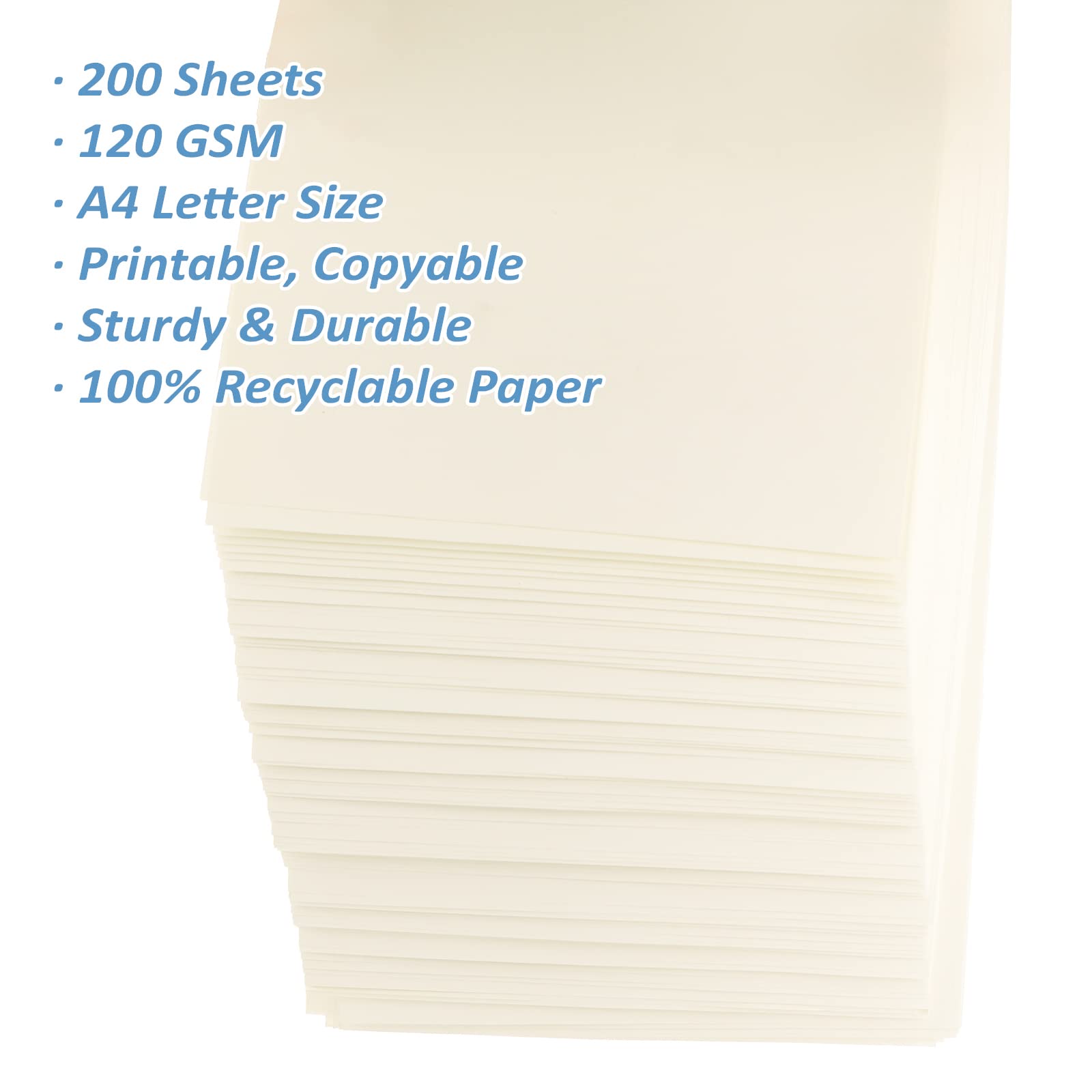 200 Sheets Ivory Printer Paper 32 lb/120 gsm Stationery Paper, Ivory Cardstock Paper Sheets for Printing, Copy, Arts Crafts, Letters, Invitations, Laser & Inkjet Printer Compatible (Ivory)