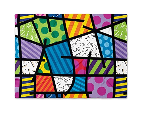 BRITTO Romero Luxe Blanket & Throw (Colorful Landscape) Geometric Artwork Pattern, 60 x 80in