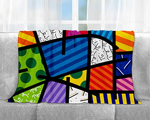 BRITTO Romero Luxe Blanket & Throw (Colorful Landscape) Geometric Artwork Pattern, 60 x 80in
