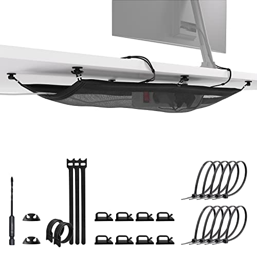 Cable management net - Under desk wire management - Flexible under desk cable management tray black