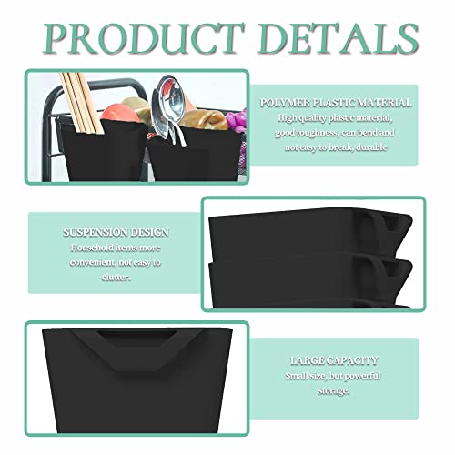 SMGSP 5 Pack Cart Hanging Cup Holder, Rolling Cart Accessories Utility cart Accessories Hanging Bins, Pencil Holder Hanging Trolley Basket, Planter Hanging Buckets for Home Kitchen (Black)