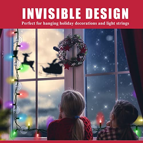 Miuezuth Mini Christmas Light Suction Cups [Set of 60] - Small Holiday Light String Hooks Holders, Clear Rope Light Caddy Window Glass Suction Cup Clips Hang Seasonal Xmas Decorations