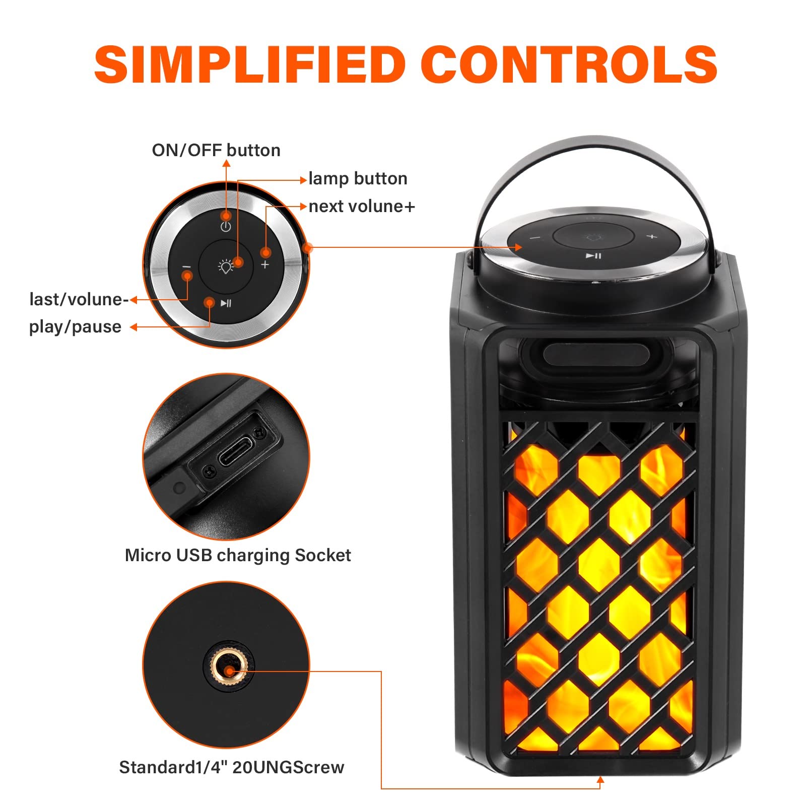 Outdoor Bluetooth Speaker,Wireless Bluetooth Speaker with Torch Light,IP65 Waterproof LED Flame Atmosphere Lantern Speaker for Party Garden Camping Patio Men Women Couples Dads Moms