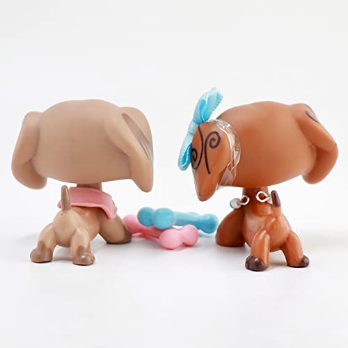 Collectable lps Dachshund, 2pcs lps Dachshund Dog 932 640 with lps Accessories Bow Bone Jacket Necklace Clear Peg Bobble Head lps Pet