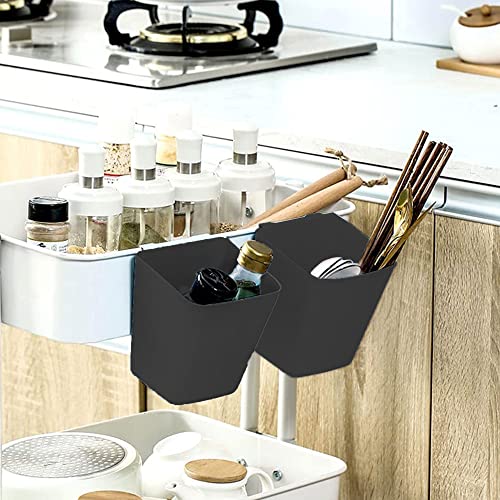 SMGSP 5 Pack Cart Hanging Cup Holder, Rolling Cart Accessories Utility cart Accessories Hanging Bins, Pencil Holder Hanging Trolley Basket, Planter Hanging Buckets for Home Kitchen (Black)