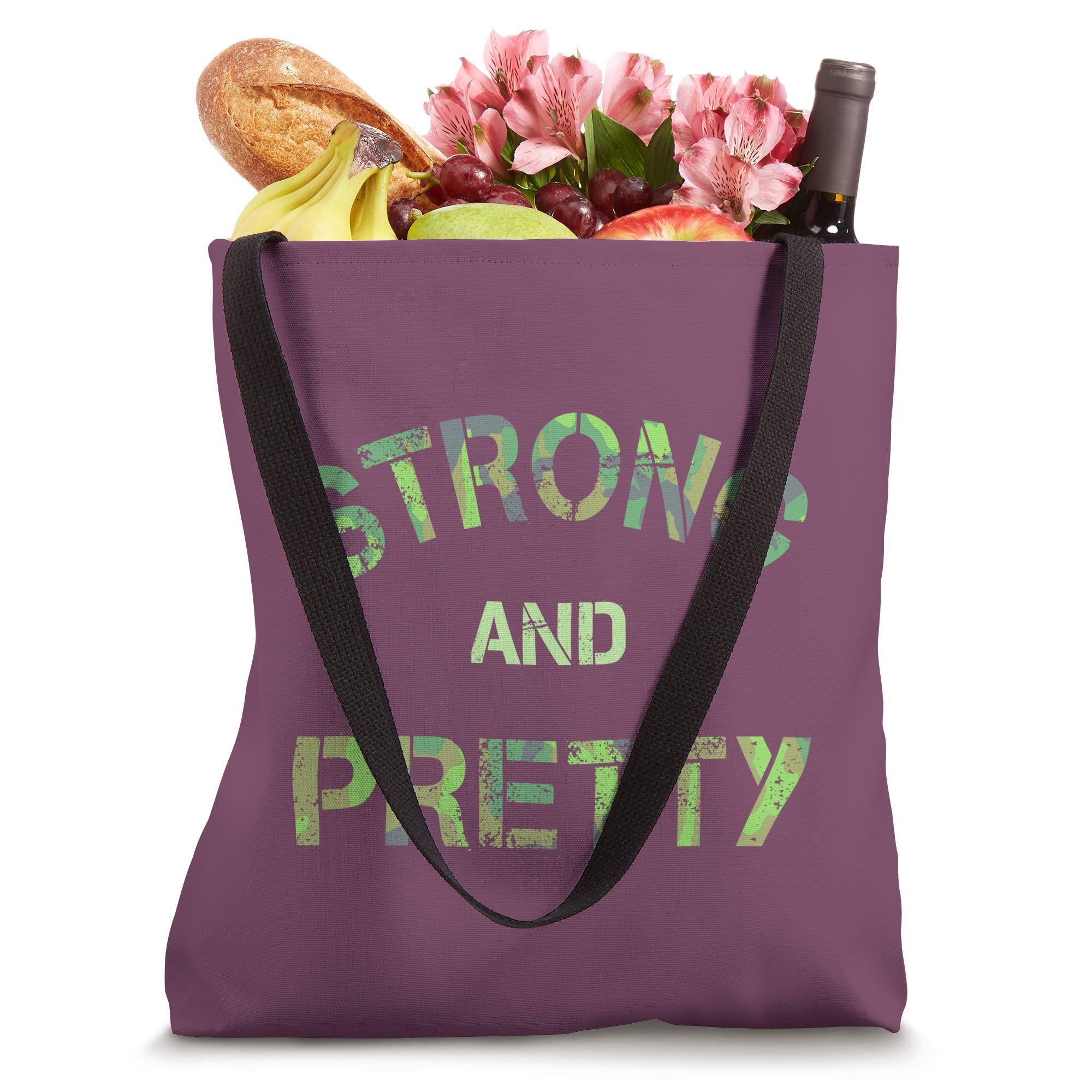 Funny STRONG and PRETTY Health Trainer Camouflage Teach P.E Tote Bag