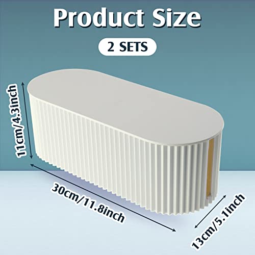 2 Pcs Cable Management Box Cord Organizer Box Cord Box Hider with 46 Pcs Cable Management Kit, Wire Box for Power Strips, Surge Protectors, Desk, TV Computer Wires, Home Office (White)