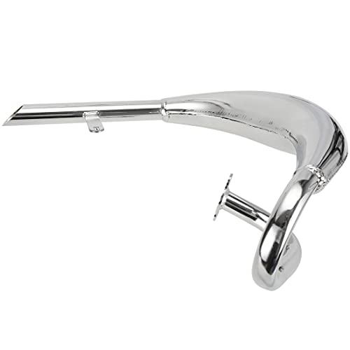 FVRITO Performance Chrome Exhaust Muffler Expansion Chamber Pipe Silencer Gasket for 2 Stroke 50cc 66cc 80cc 100cc Engine Gas Motorized Bicycle Motor Bike Silver