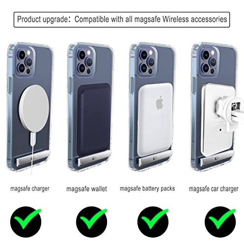 chitri Compatible for iPhone 12 Pro Max Case, [Compatible with Magsafe Wallet] [Three-Way Stand Magnetic Case] Compatible with MagSafe Charger Transparent Hard PC Back Slim Shockproof Protective Case