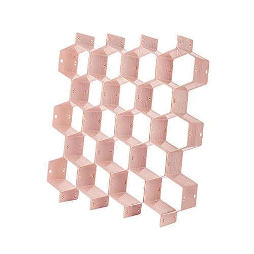 Brave Tour Honeycomb Drawer Organizer Separator Adjustable Hexagon Drawer Organizer-Divider for Underwear Belt-Scarf Socks Organize（pink）