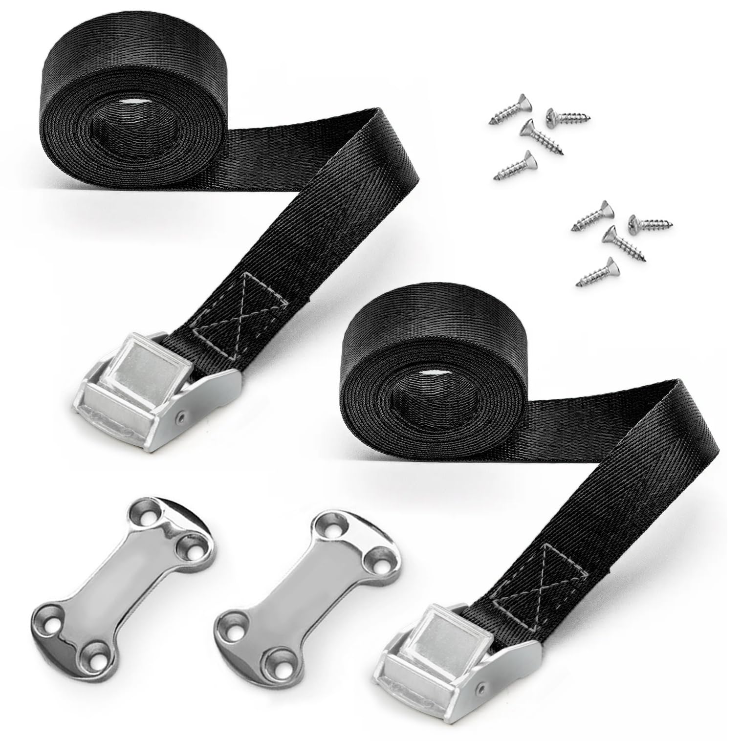 ALIENSX Cooler Tie Down Kit, Cooler Tie Down Straps for RTIC YETI Coolers, Cam Buckle Lashing Straps, Secure to Boats, Trailers, Trucks, ATVs and More, Prevent from Slipping (Black)