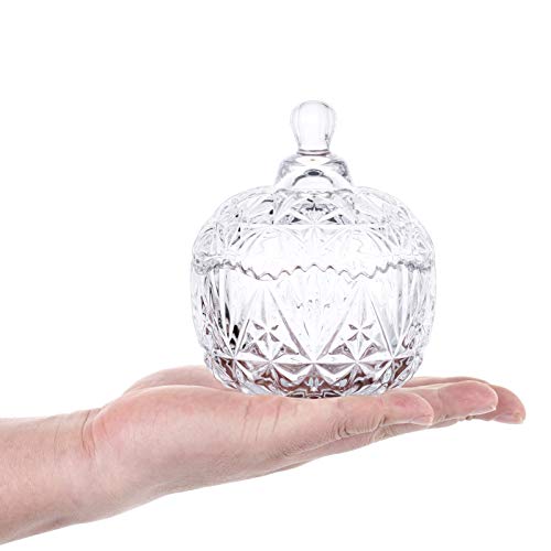 Candy Jar with Lids-Candy Containers Star Style Glass for Candy Buffet Decorative Jars Candy Buffet Dishes Cookie Jar for Home Party Wedding Display Pothecary Flour Amber, Small+Large, 10.6+30OZ