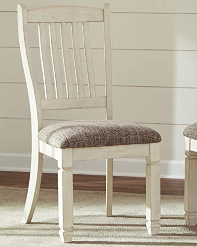 Signature Design by Ashley Bolanburg Counter Height Dining Room Table, Two-Tone & Bolanburg Upholstered Dining Room Chair Set of 2, Antique White