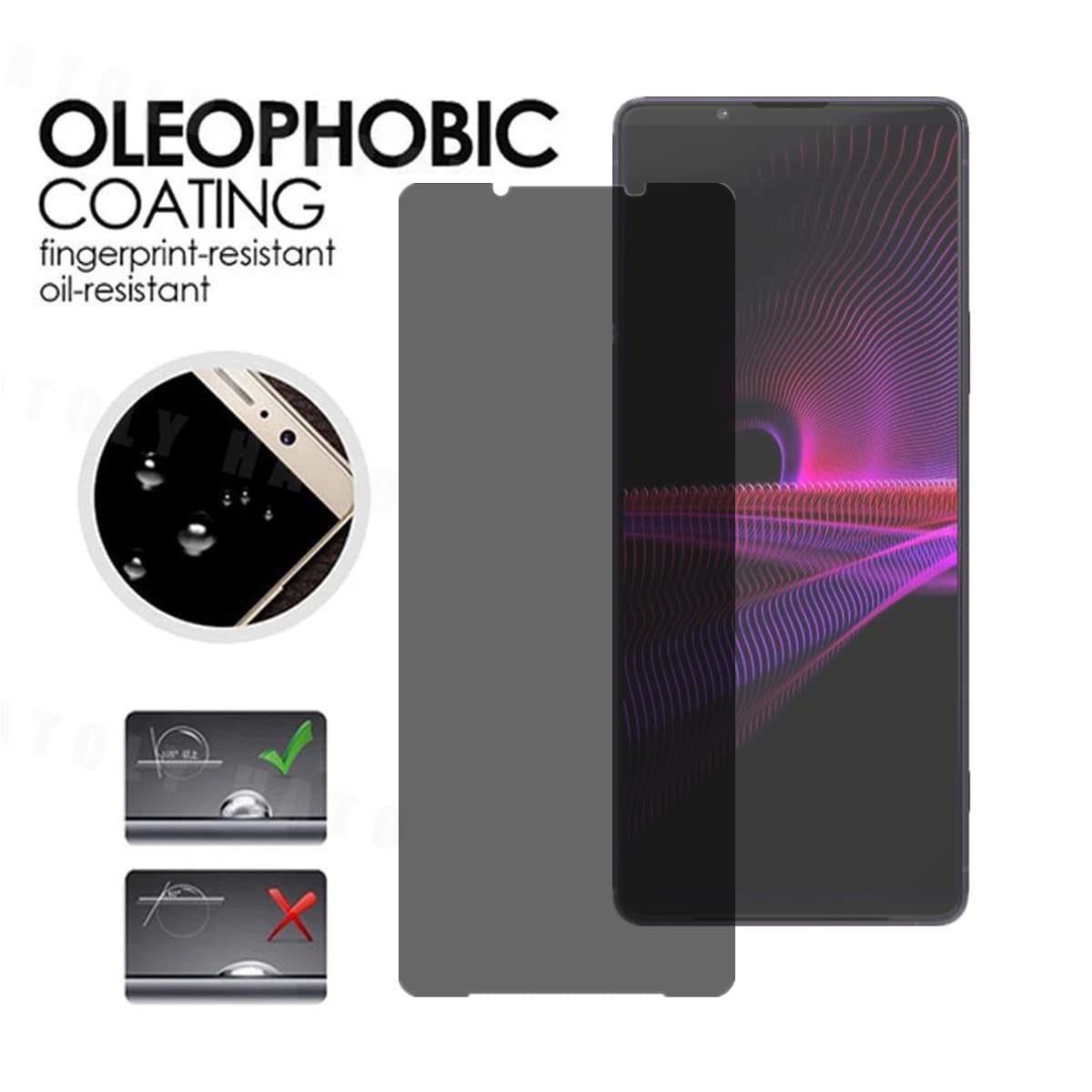 AISELAN for Sony Xperia 1 III Anti-Spy Tempered Glass, [2 Pcs] 9H Hardness Anti-Scratch Anti-Peeping Privacy Screen Protector Proteceive Film for Sony Xperia 1 III Phone