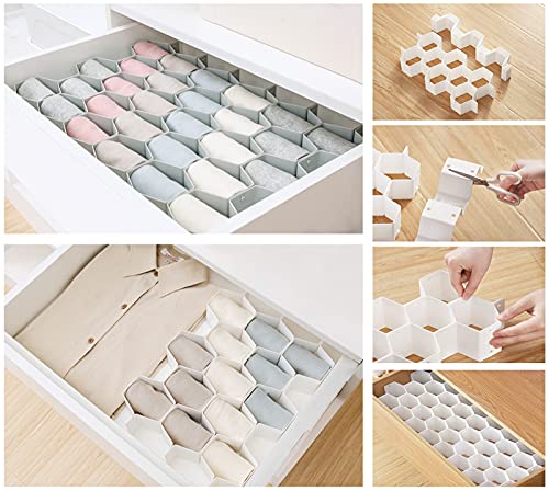 Brave Tour Honeycomb Drawer Organizer Separator Adjustable Hexagon Drawer Organizer-Divider for Underwear Belt-Scarf Socks Organize（pink）