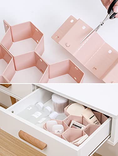 Brave Tour Honeycomb Drawer Organizer Separator Adjustable Hexagon Drawer Organizer-Divider for Underwear Belt-Scarf Socks Organize（pink）