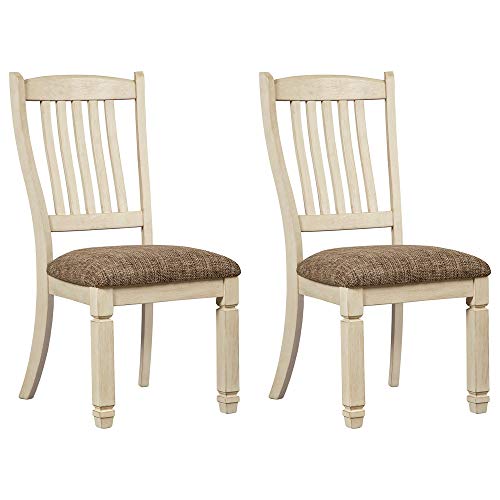 Signature Design by Ashley Bolanburg Counter Height Dining Room Table, Two-Tone & Bolanburg Upholstered Dining Room Chair Set of 2, Antique White