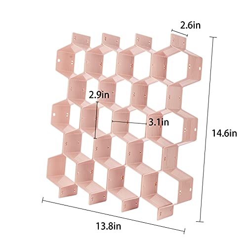 Brave Tour Honeycomb Drawer Organizer Separator Adjustable Hexagon Drawer Organizer-Divider for Underwear Belt-Scarf Socks Organize（pink）