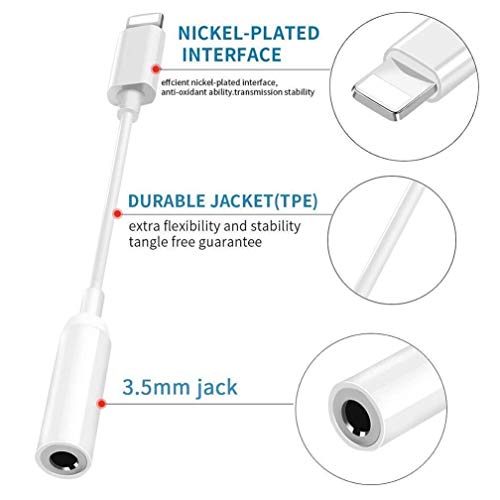 [2 Pack] 3.5mm Adapter for iphone Headphones,Apple MFi Certified Lightning to 3.5 mm Headphone Jack Adapter Aux Dongle Cable Converter Compatible with iPhone 12 11 Pro XR XS X 8 7 iPad Support All iOS