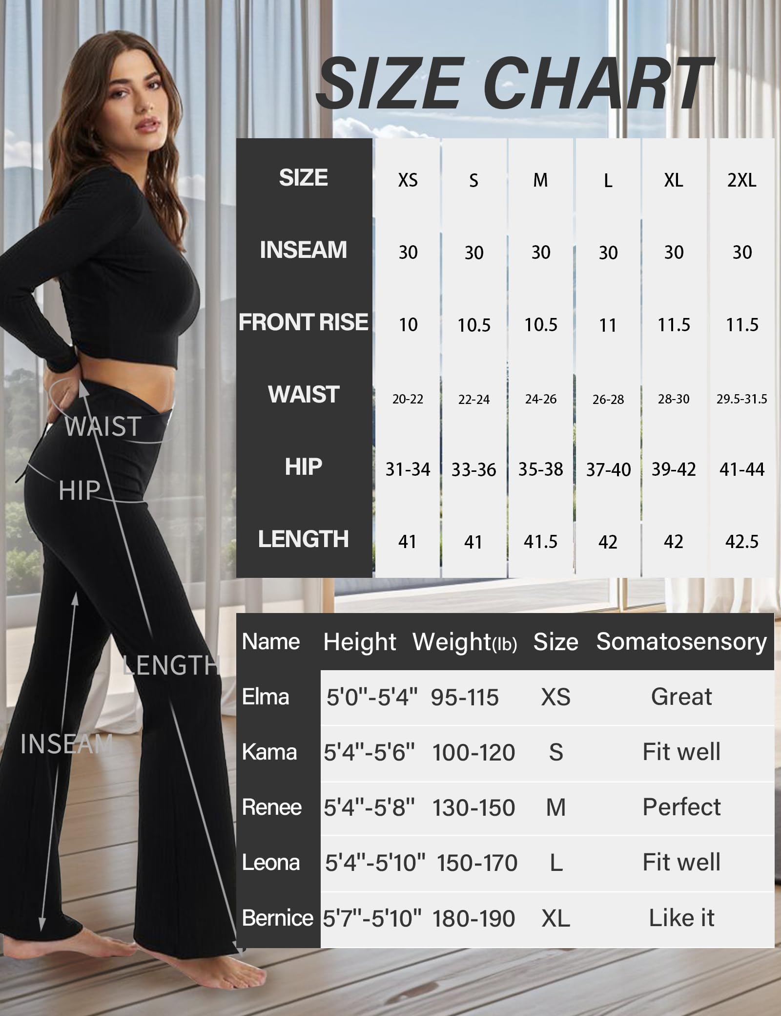 ZOOSIXX Black Flare Yoga Pants for Women, Crossover Soft Bootcut Leggings