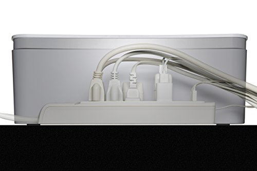 UT Wire In-Box Extra Large Cable Organizing Management Box for Under Desk Surge Protector Concealer White