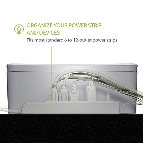 UT Wire In-Box Extra Large Cable Organizing Management Box for Under Desk Surge Protector Concealer White